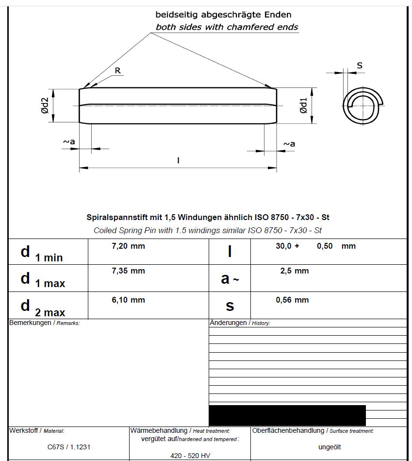 buyer information : ISO 8750 Spiral Span Pins